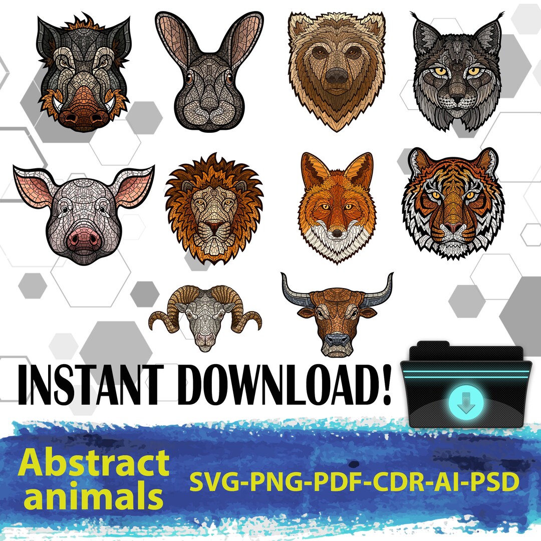 Abstract Animals Svg, Wild Animals Svg, Printable Abstract Animal Art ...