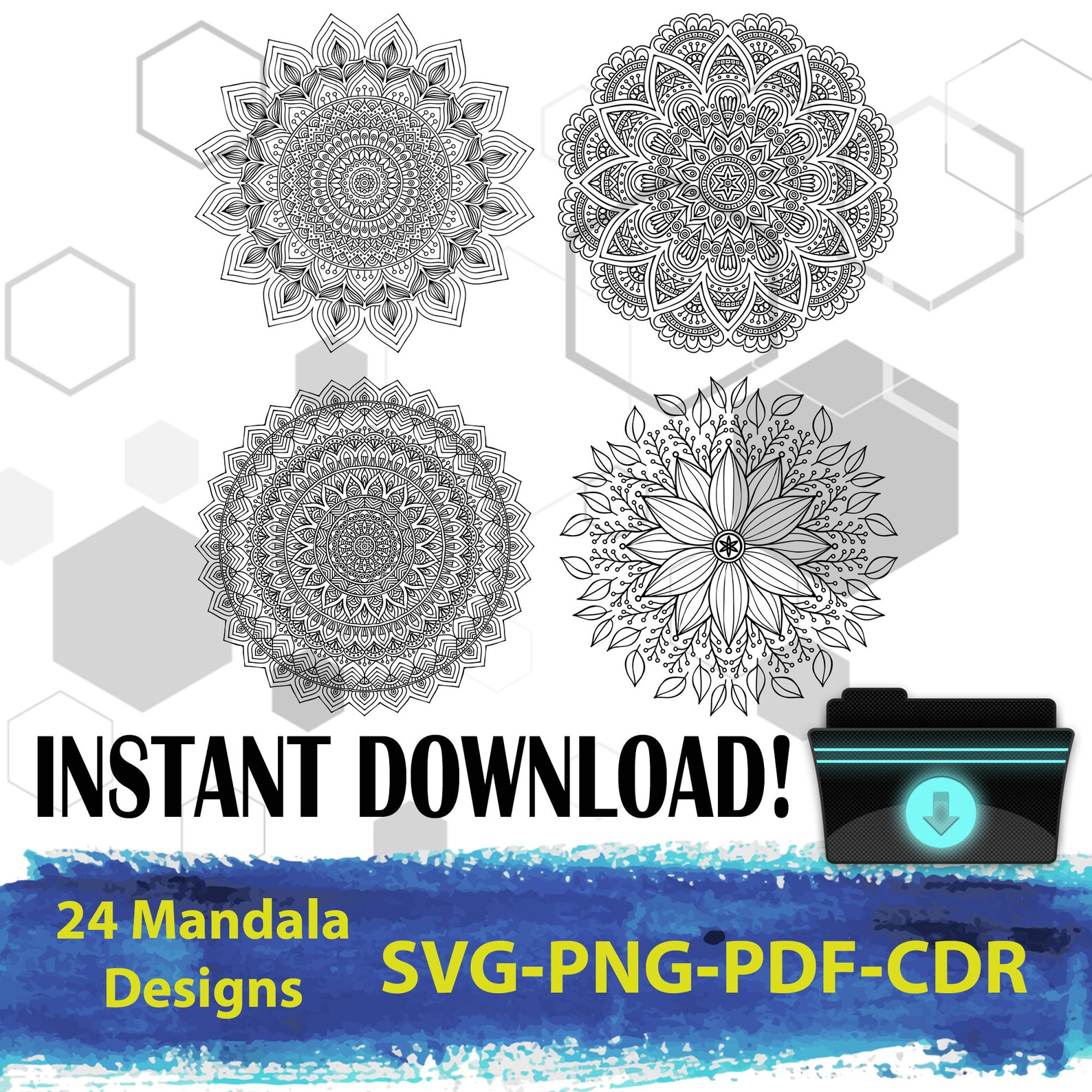 Mandala Svg, Mandalas Svg, Mandala Monogram Svg, Mandala Png, 24 ...