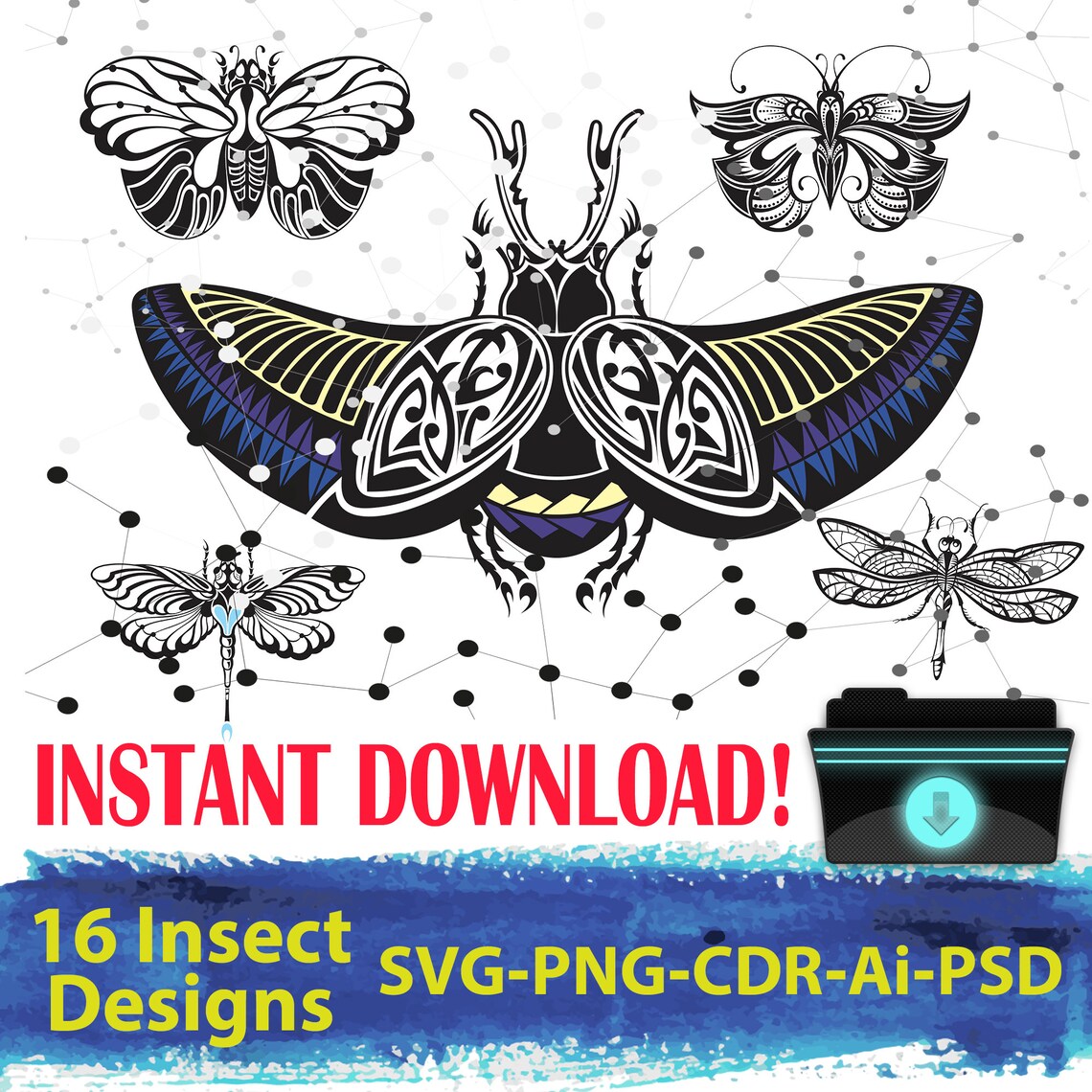 Insects Svg, Insects Png, Insects Silhouettes, Insects Zentangle Svg ...