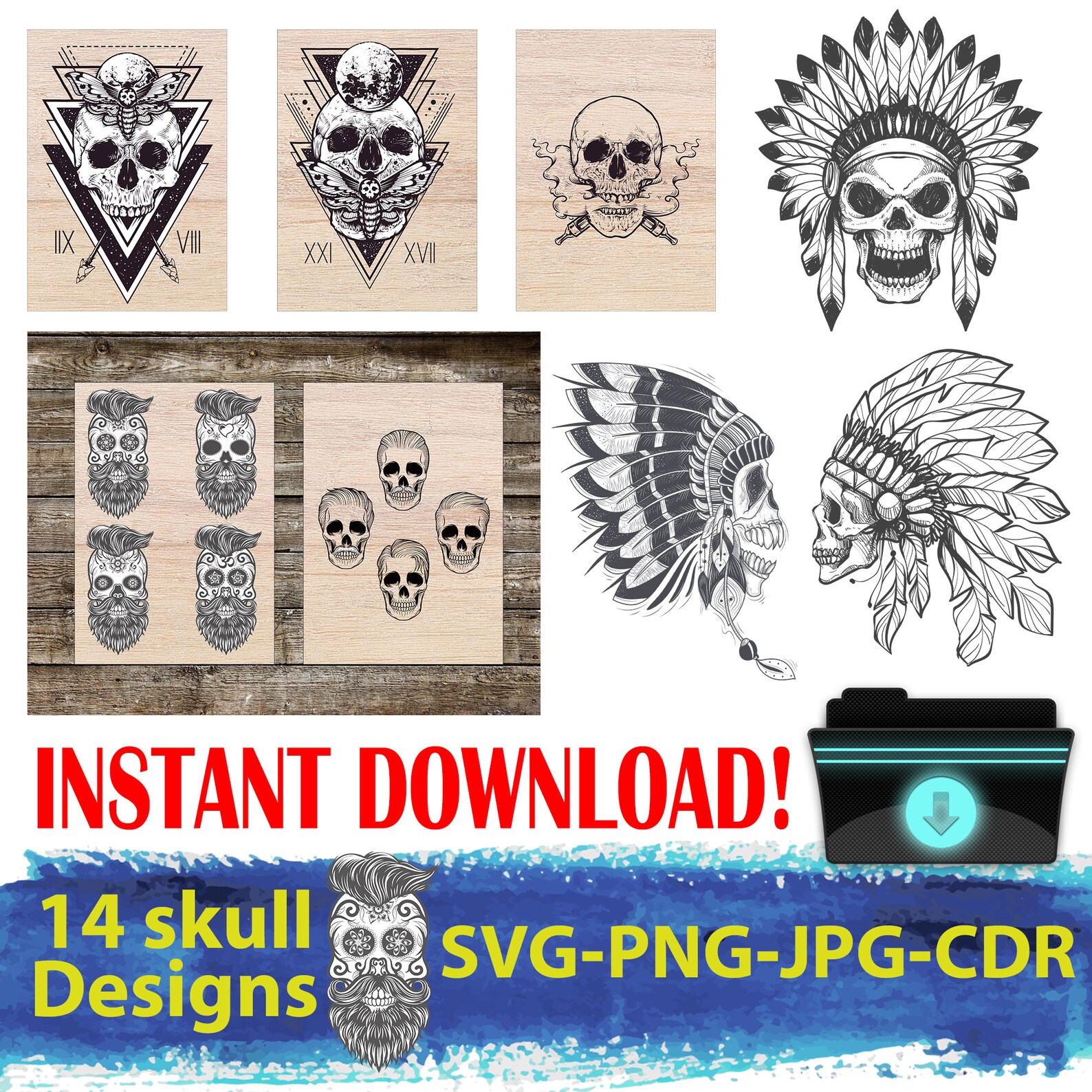 Skulls Svg Skulls Png Tattoo Skulls Sugar Skull Skull - Etsy