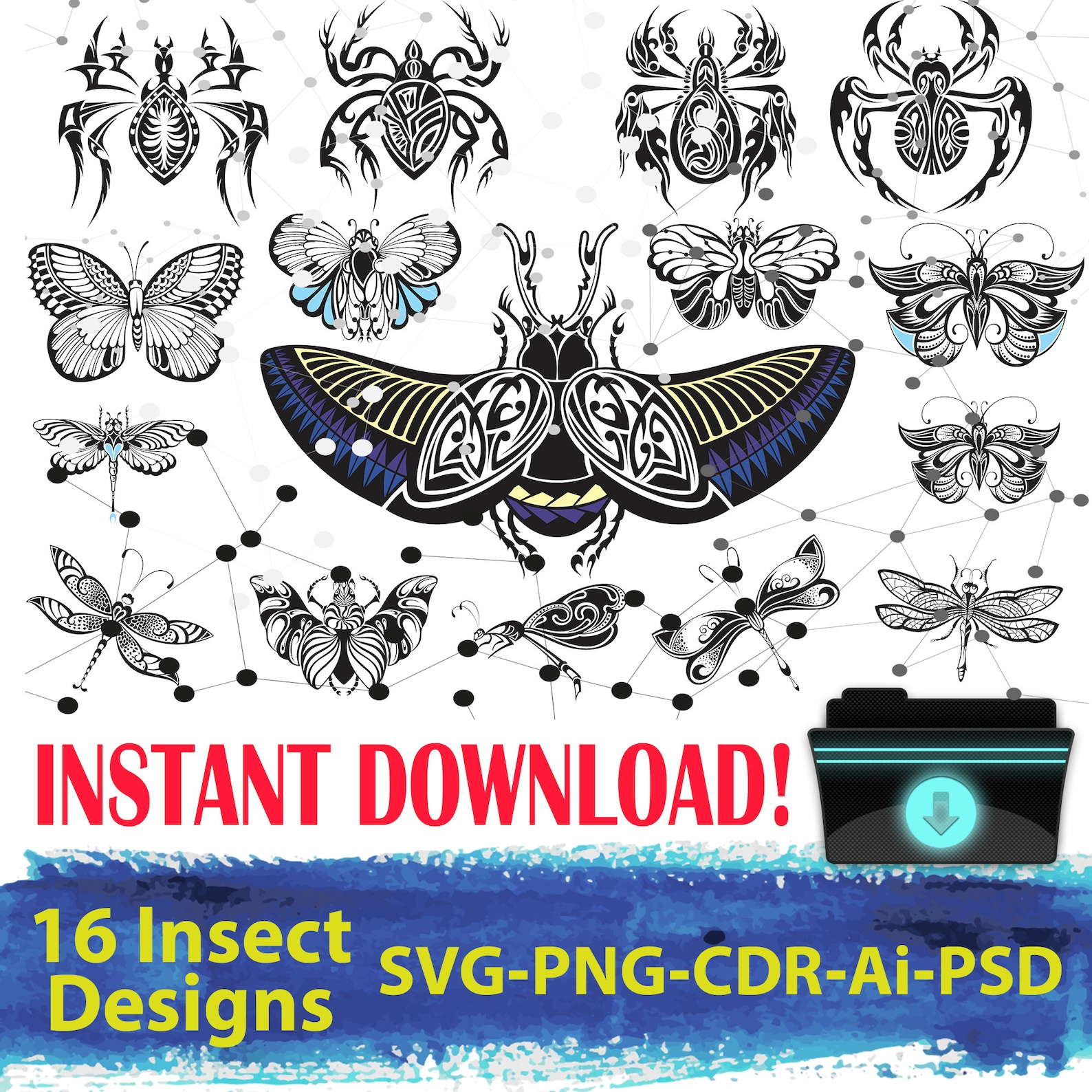 Insects Svg, Insects Png, Insects Silhouettes, Insects Zentangle Svg ...