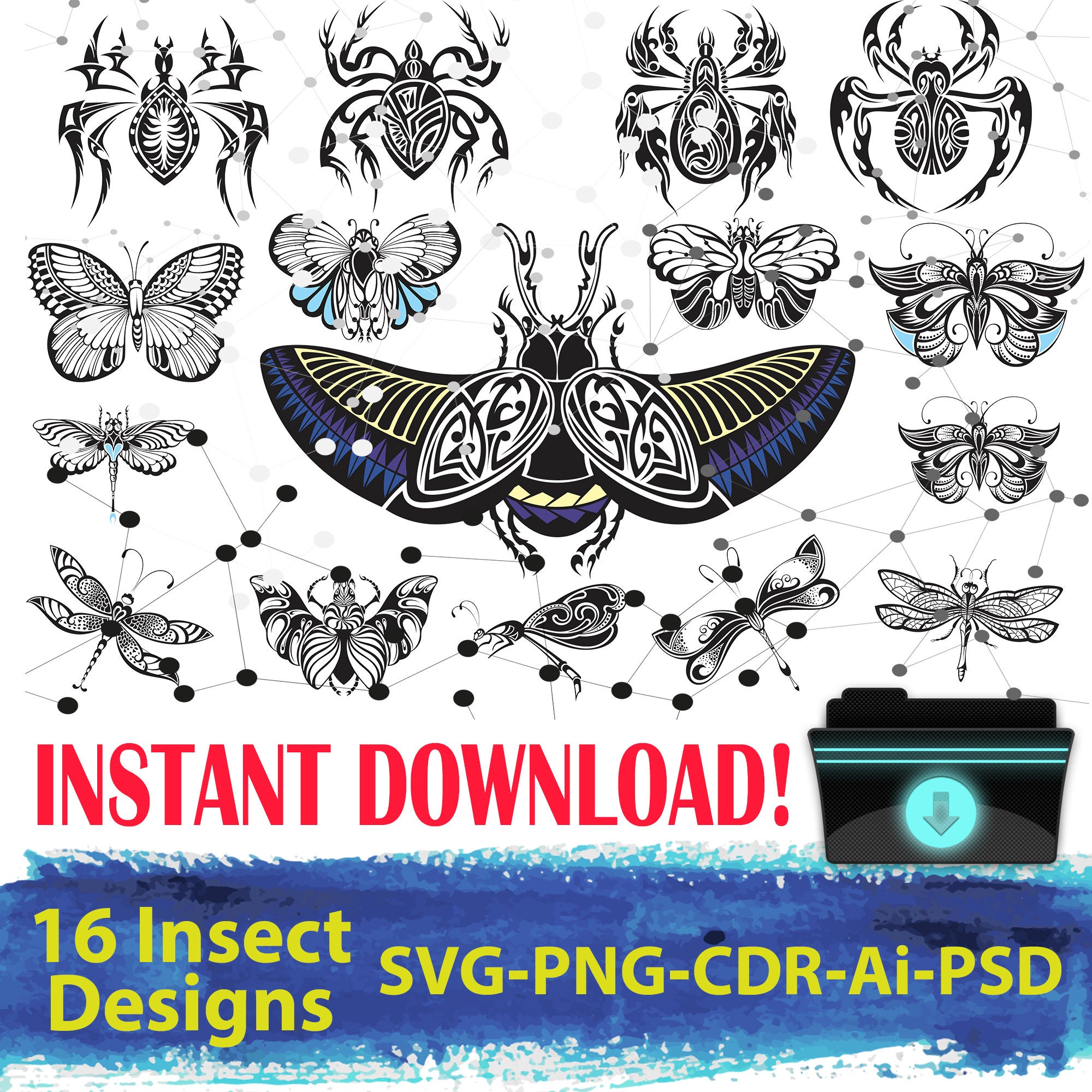 Insects Svg, Insects Png, Insects Silhouettes, Insects Zentangle Svg ...
