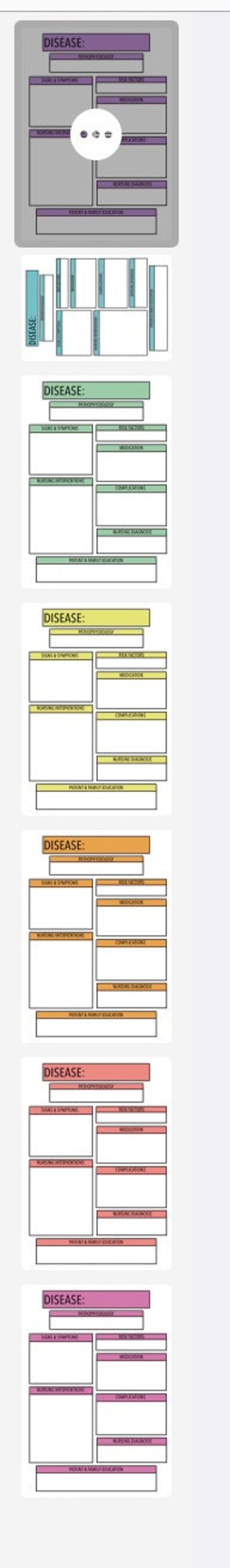 Set of Seven Spring Colored Concept Map Templates-nursing-med Surg ...