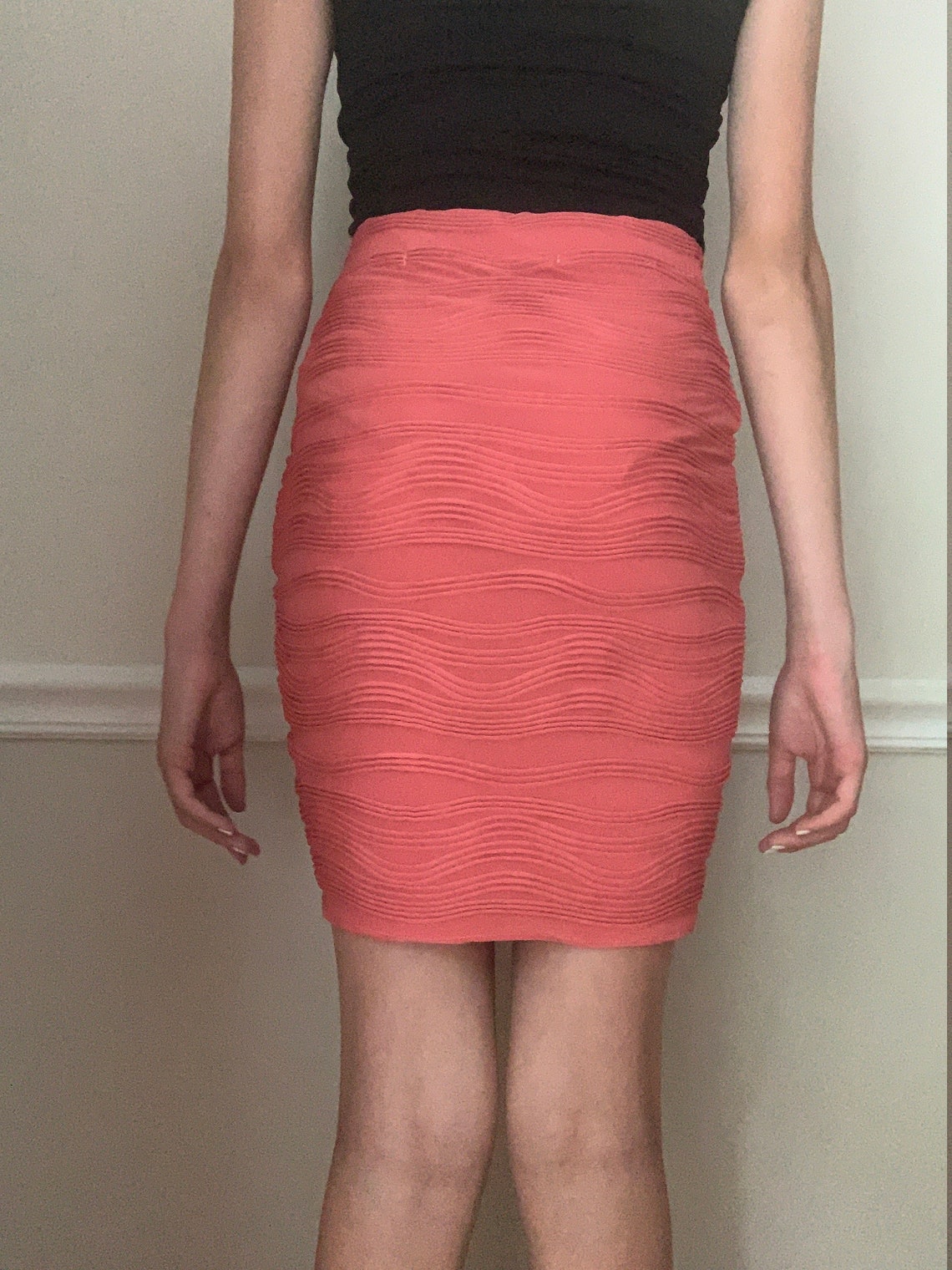 Red One Side Cinched Skirt - Etsy
