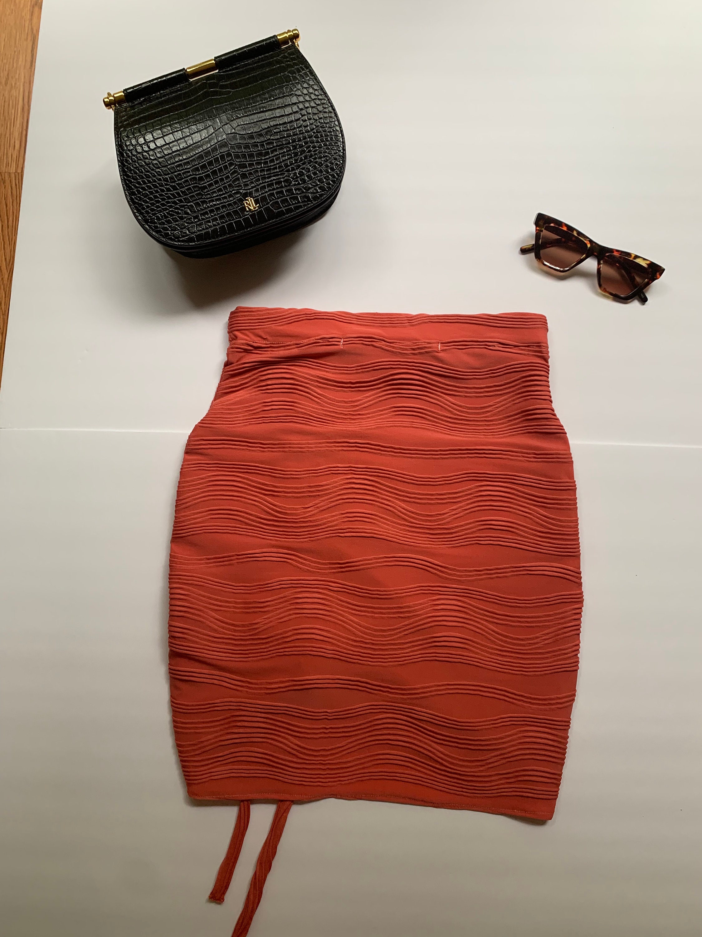 Red One Side Cinched Skirt - Etsy