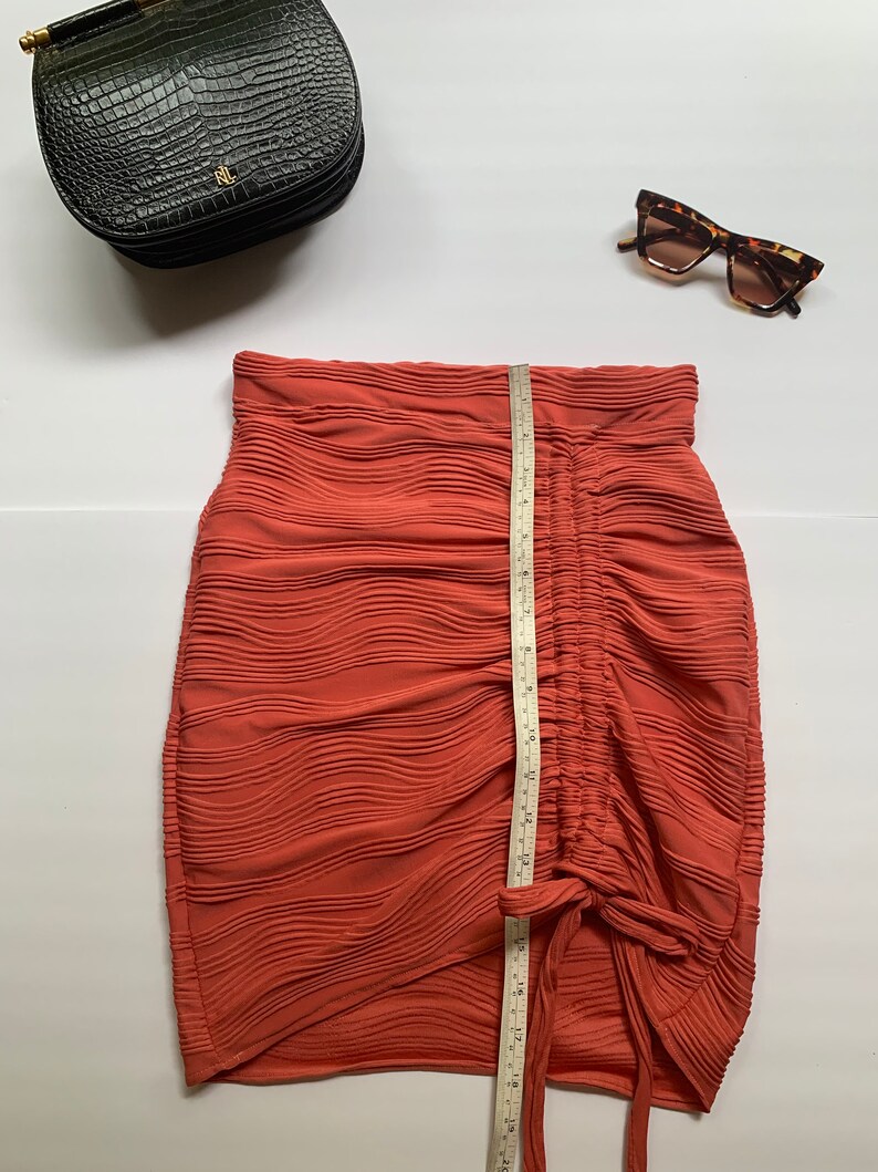 Red One Side Cinched Skirt - Etsy