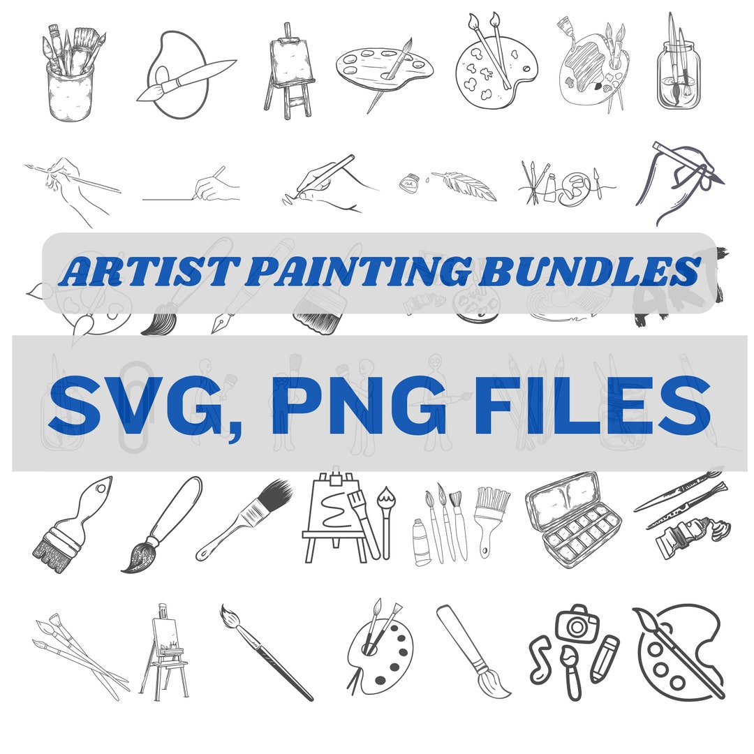 Hand-drawn Art Painting Monogram SVG Bundle, Drawing Sign SVG, Artist ...