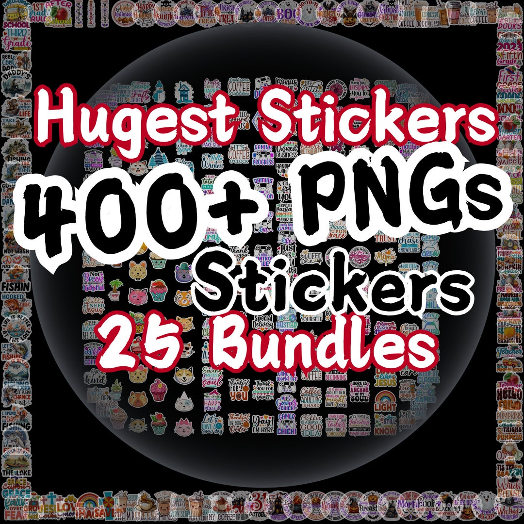 400 Sticker Designs Bundle, Sticker PNG Set, Printable Stickers ...