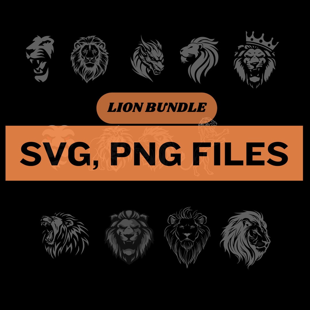 Lion SVG Bundle, Lion SVG, Lion Head Sng, Lion Silhouettes, Lion PNG ...