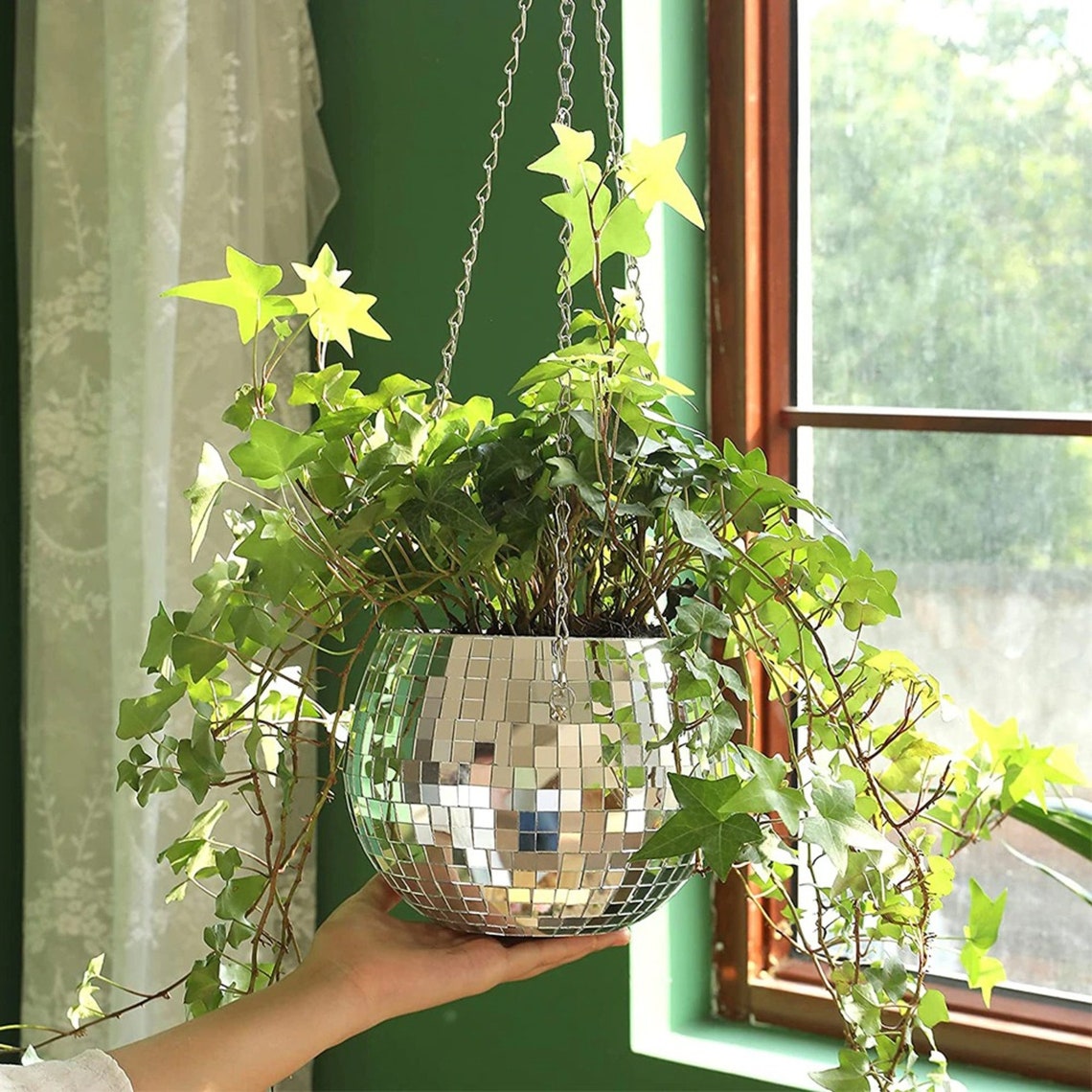 Disco Ball Planter Disco Plant Hanger Hanger Disco Planter - Etsy