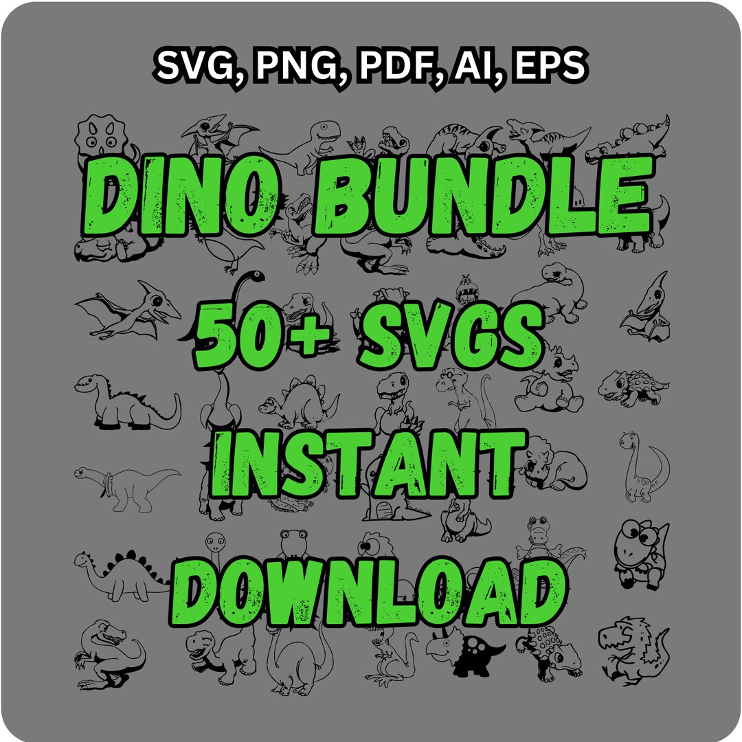 60 Dinosaur Doodle SVG Bundle, Dinosaur Clipart, Cut Files Cricut ...