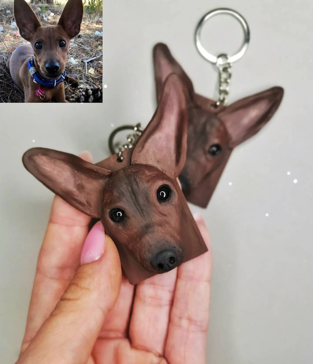 Doberman Pinscher, Customized Pet Keychain, Personalized Pet Photo ...
