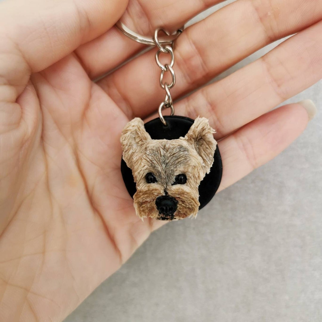 Dog Yorkie Keychain Personalized, Dog Keychain Custom Photo, Dog Head ...