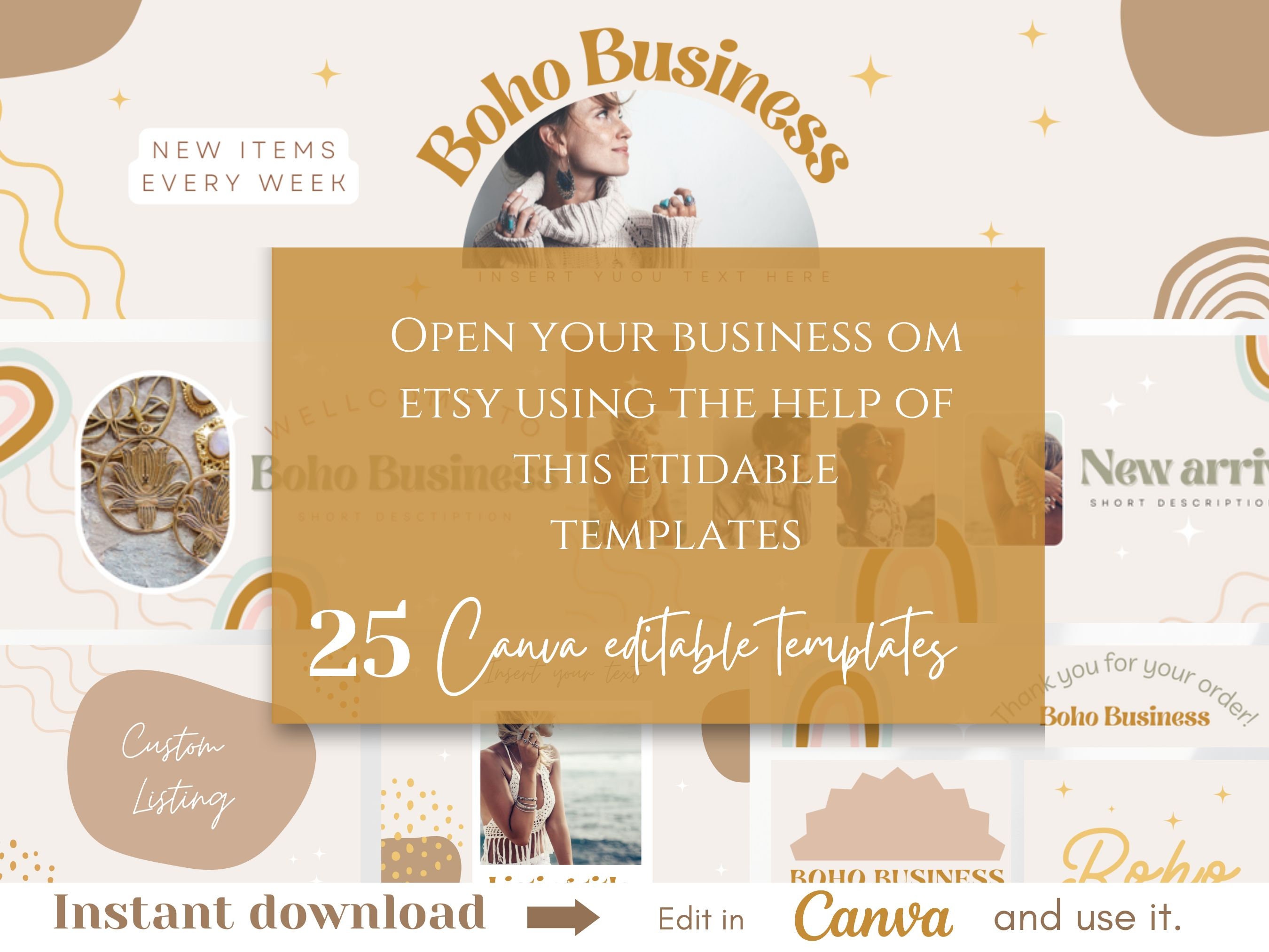 Etsy Shop Branding Kit Boho , Etsy Starter Templates , Etsy Store ...