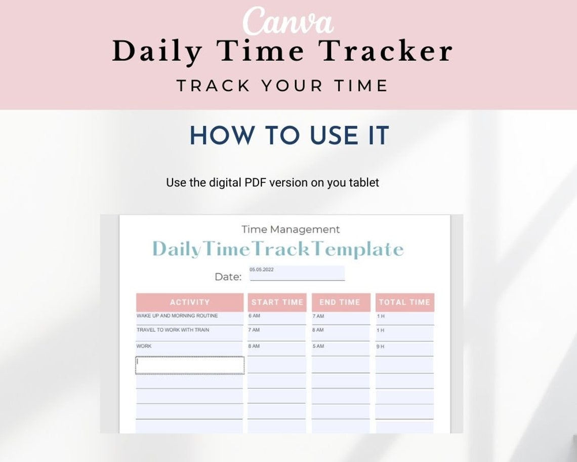 Work Log Time Tracker Editable Printable PDF - Time Spent Tracker ...