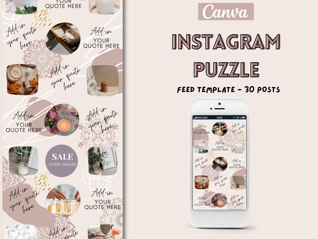 30 Instagram Puzzle Template , IG Puzzle Canva Templates, Boho ...