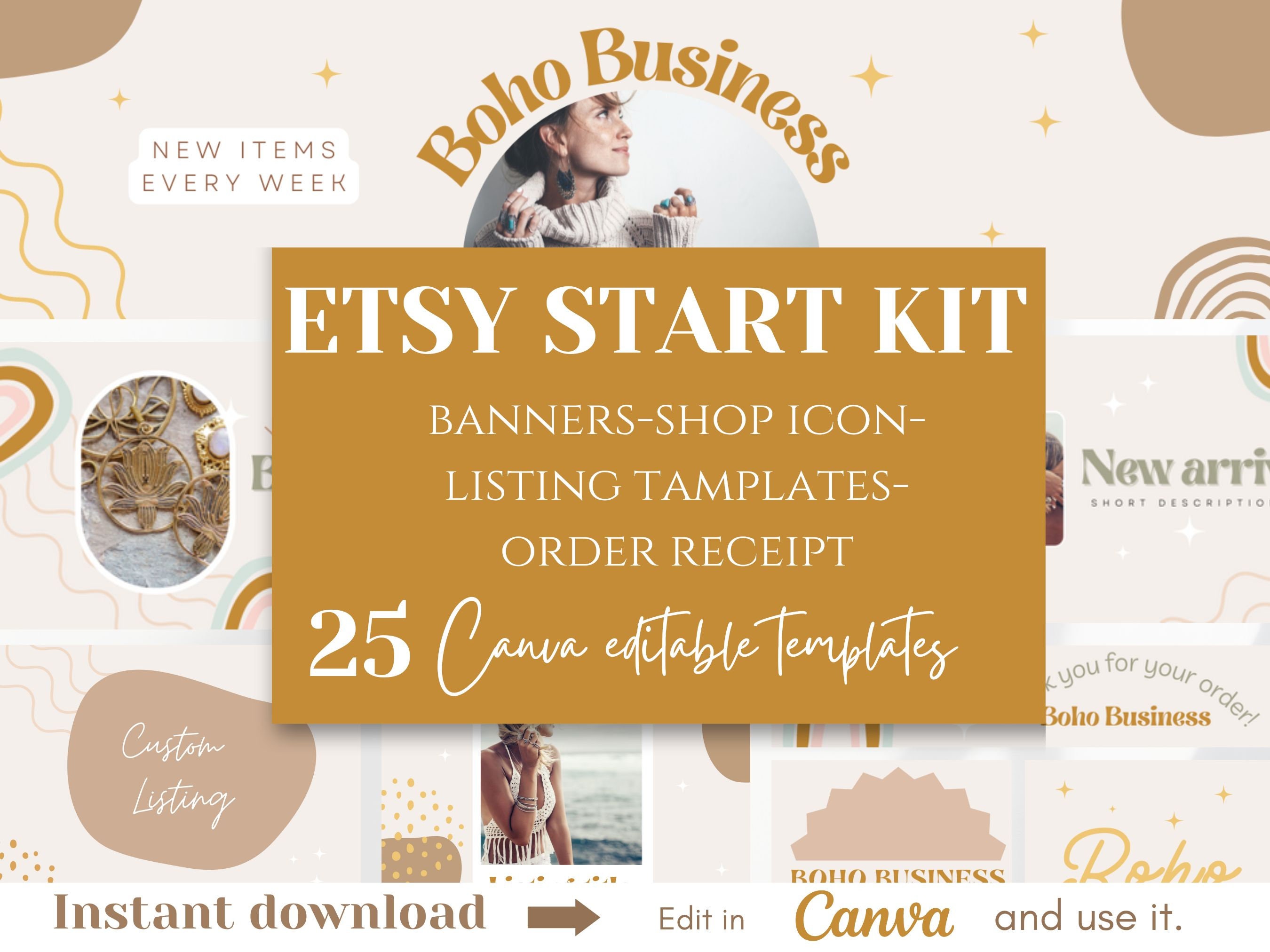 Etsy Shop Branding Kit Boho , Etsy Starter Templates , Etsy Store ...