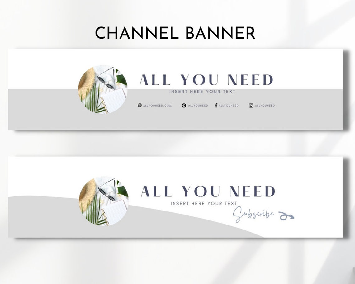 Grey Minimalist Youtube Branding Kit, Youtube Channel Kit, Editable ...