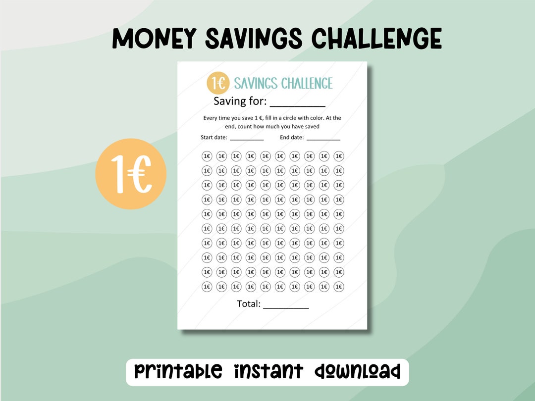 1 Euro Saving Challenge PDF Printable A4 - Etsy