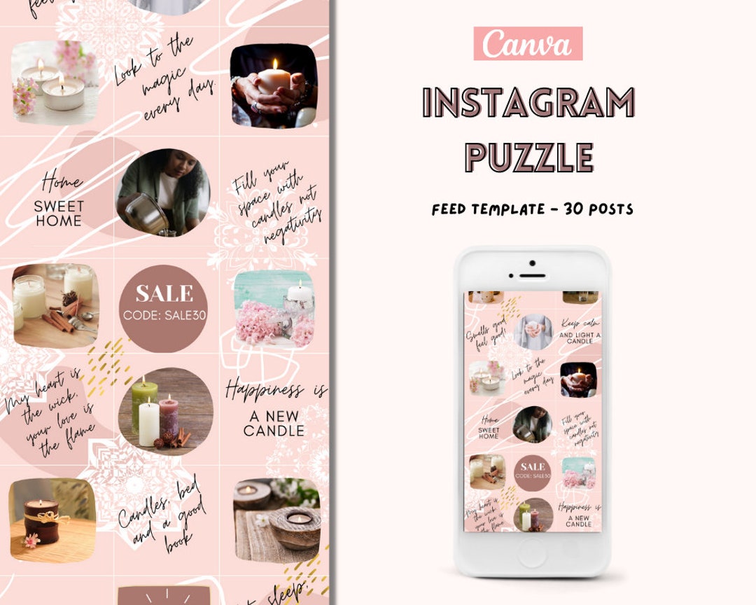 30 Instagram Mandala Puzzle Template IG Puzzle Canva - Etsy