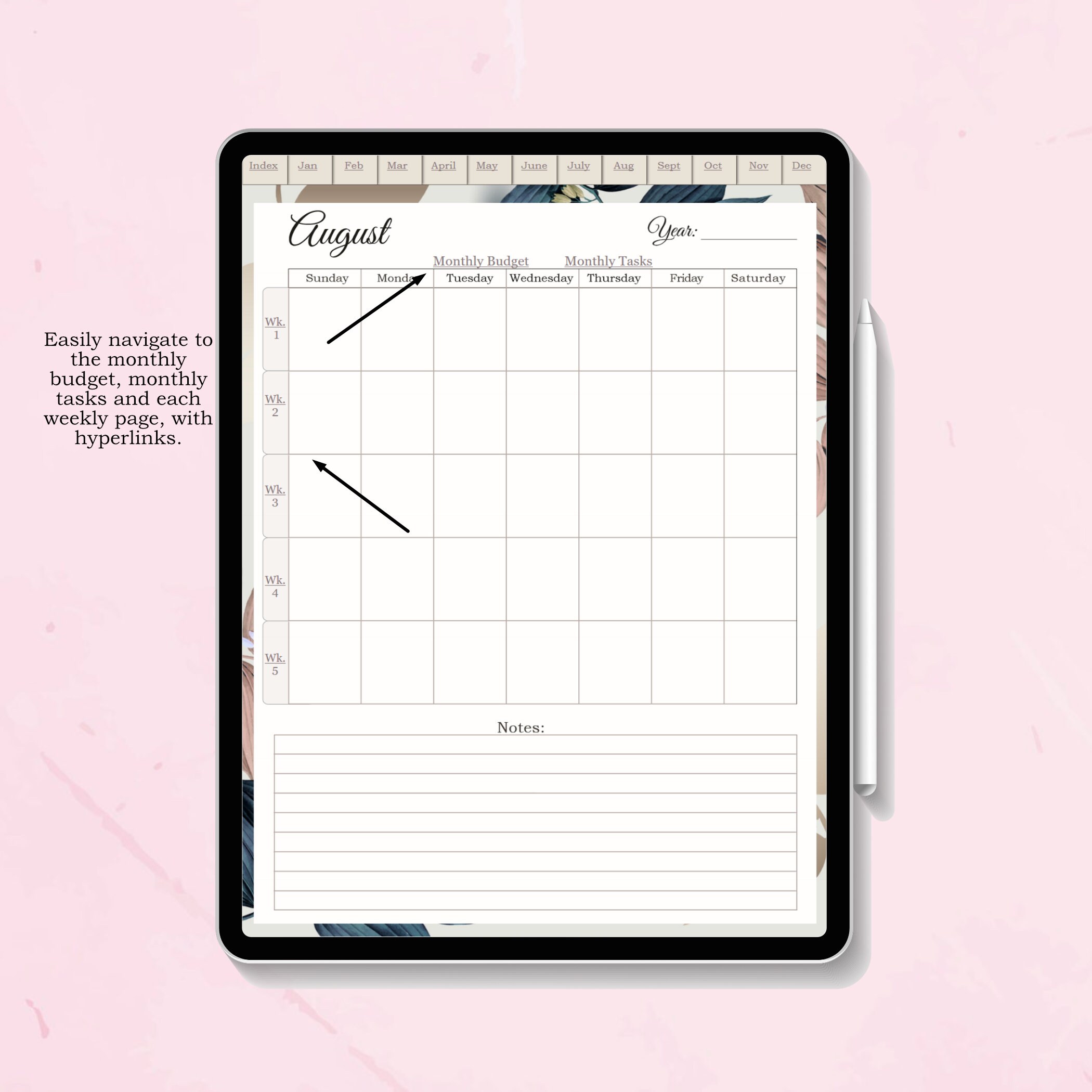 Onenote Digital Planner - Rose Gold - Vertical - *HYPERLINKED ...