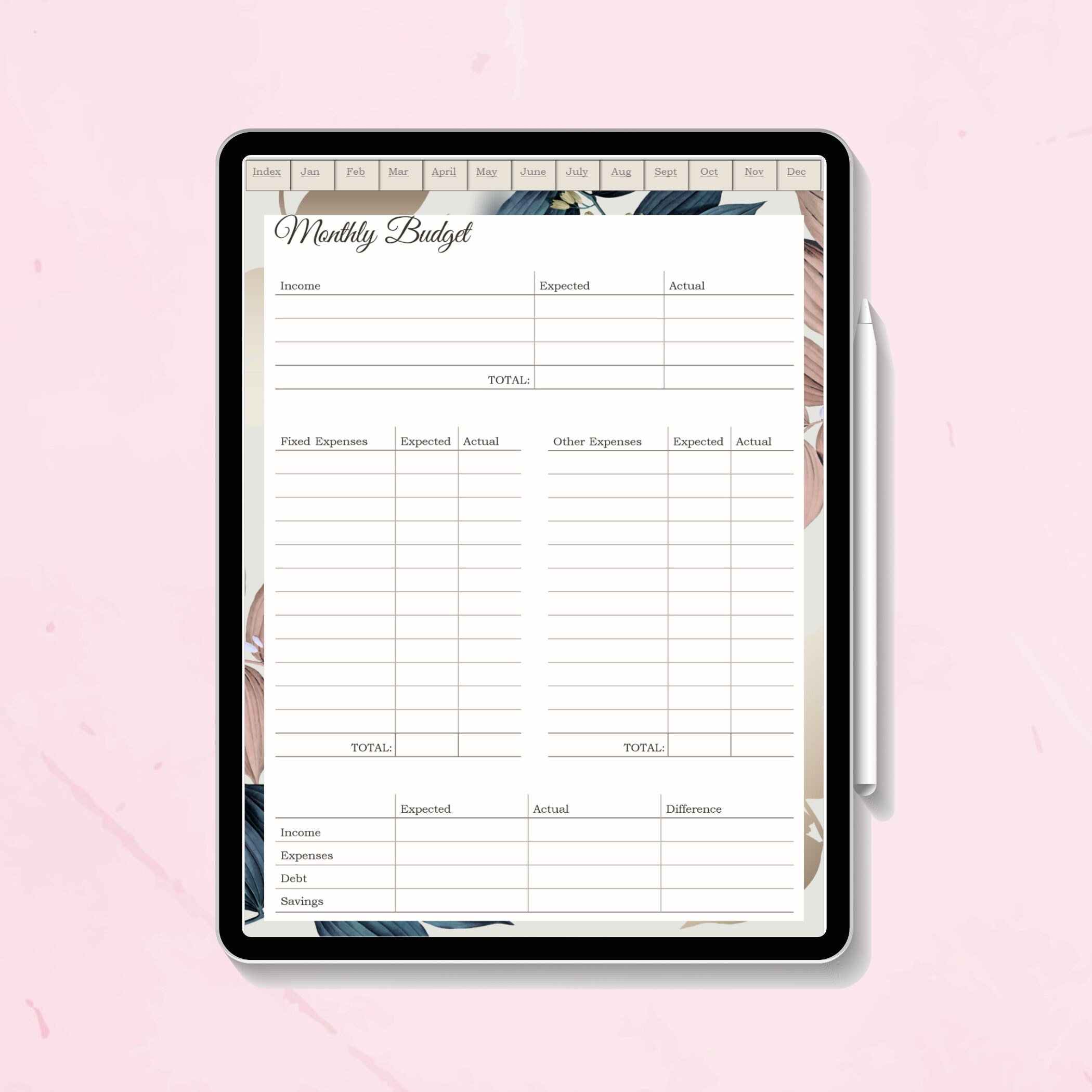 Onenote Digital Planner - Rose Gold - Vertical - *HYPERLINKED ...