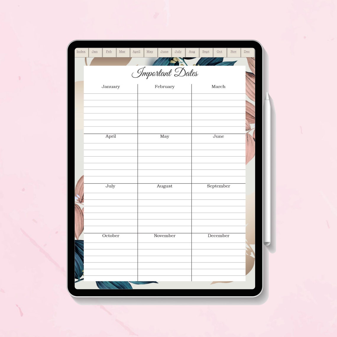 Onenote Digital Planner - Rose Gold - Vertical - *HYPERLINKED ...