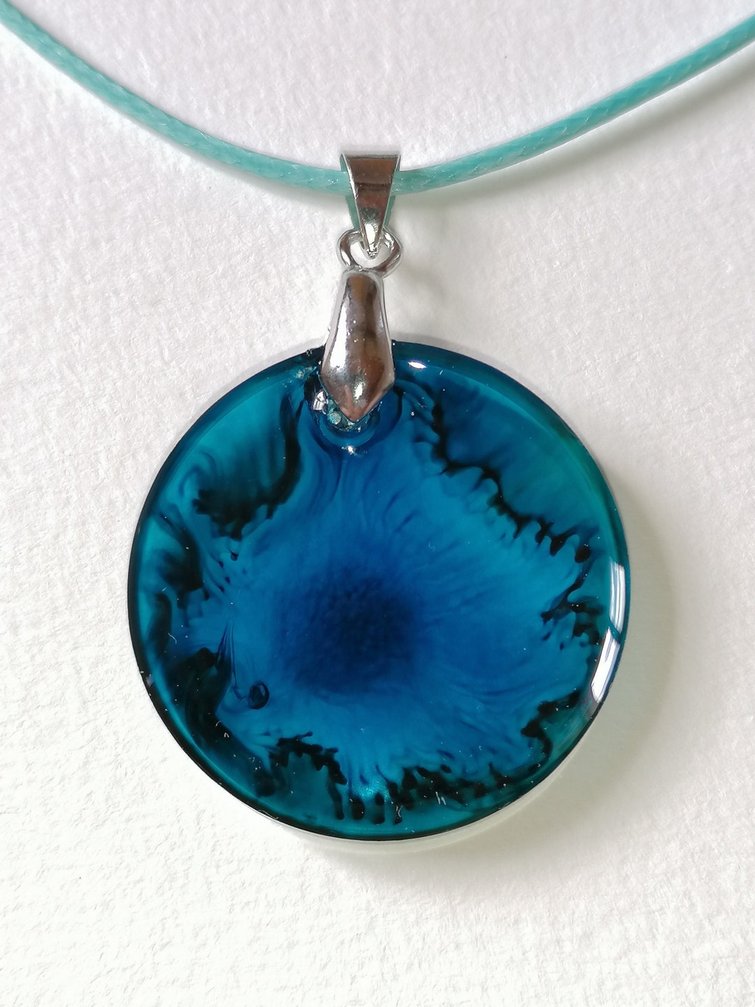Turquoise Blue Resin Pendant - Etsy