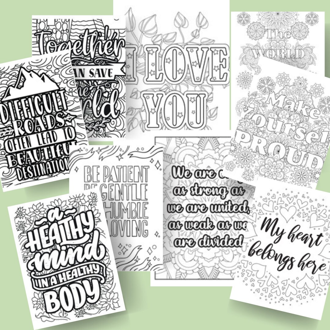 500 Adult Motivational Quotes Coloring Pages for Mental Health and ...