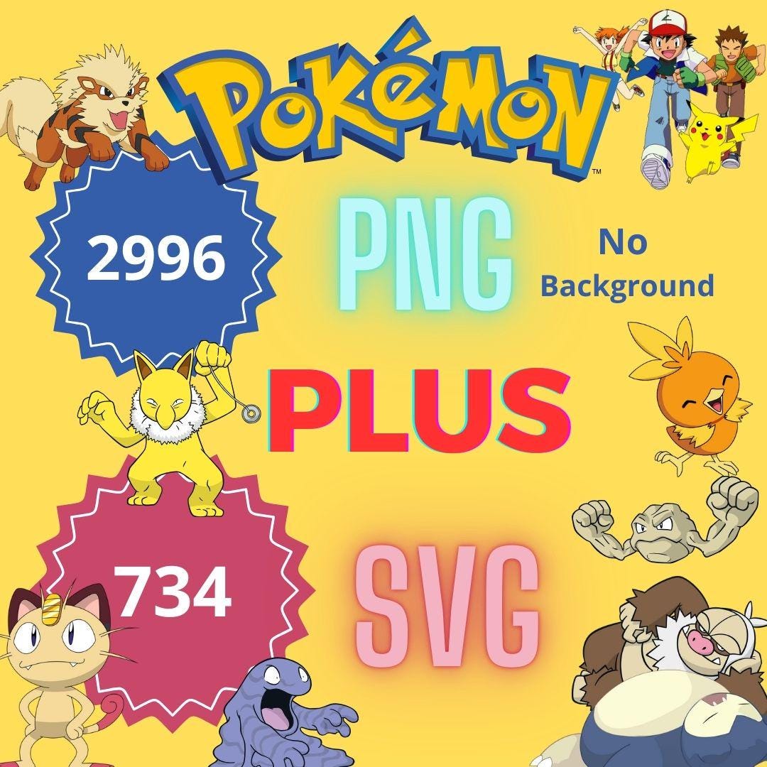 3500 + Pokemon SVG and PNG No Background - Digital File - Shiny Forms ...