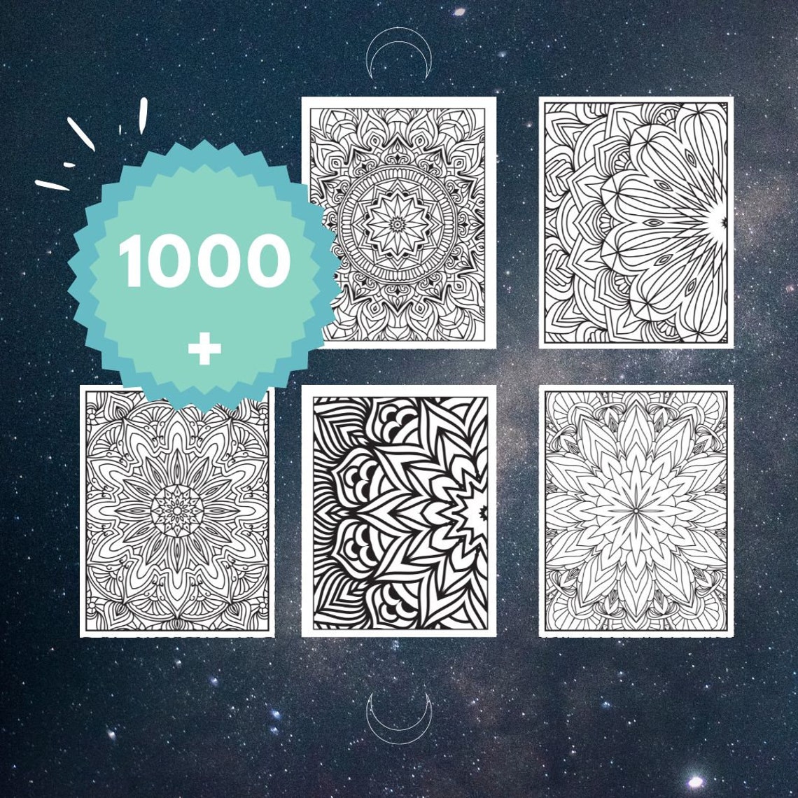 1000 + Mandala Coloring Pages - Full Volume 1 - Etsy
