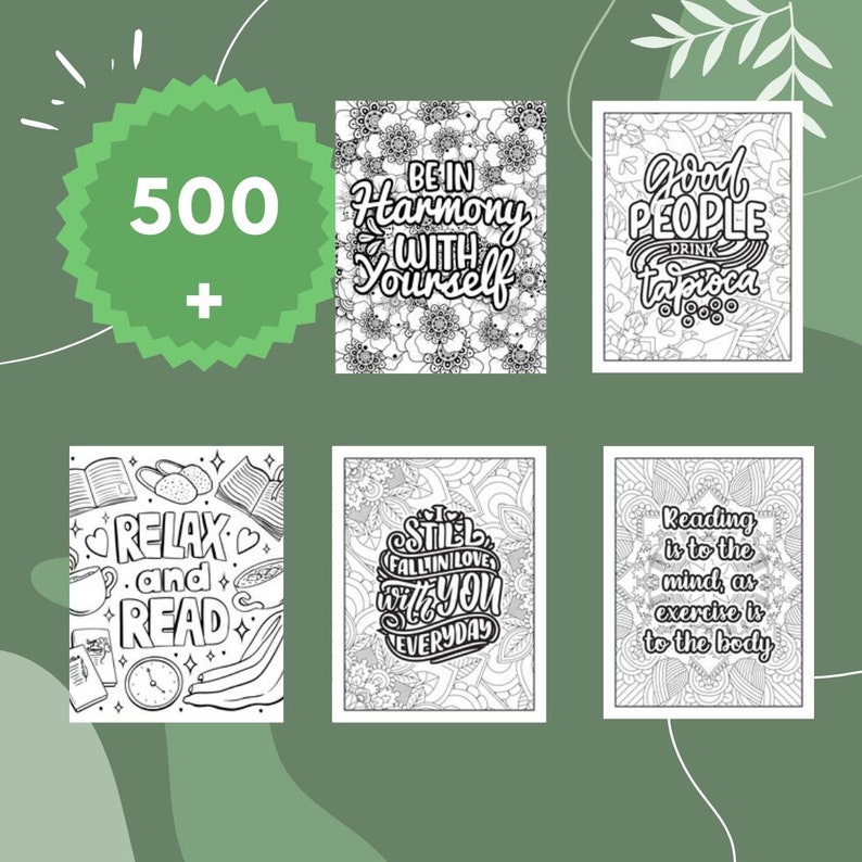 500 Adult Motivational Quotes Coloring Pages for Mental Health and ...