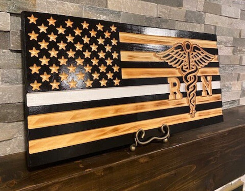 Rustic Nurse rn American Flag - Etsy