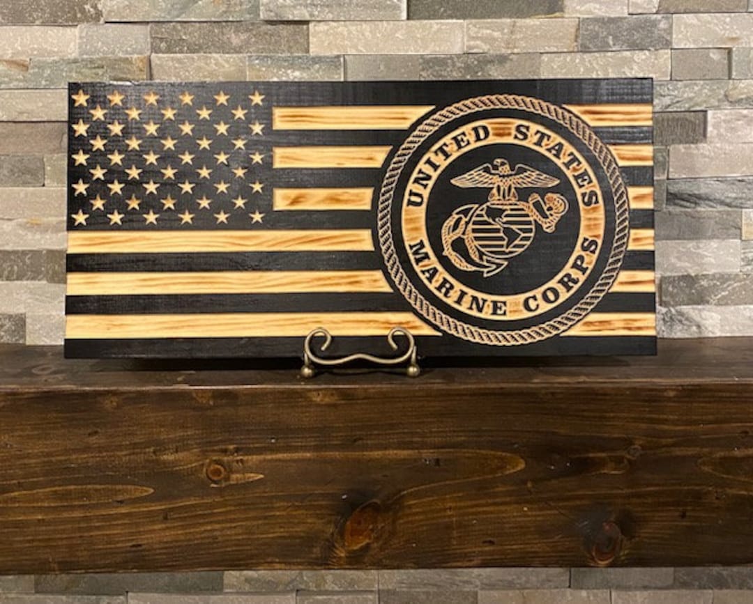Rustic Wooden U.S. Marine Corp EGA American Flag - Etsy