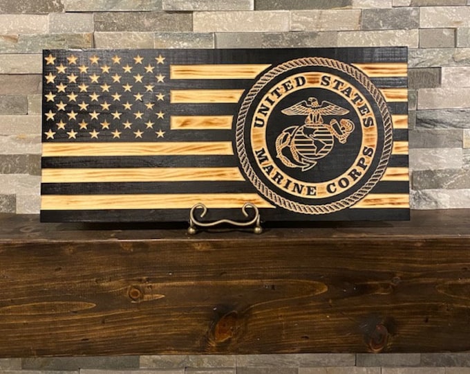 Rustic Wooden U.S. Marine Corp EGA American Flag - Etsy