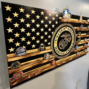 United States Marine Corp Coin Holder Display Flag - Etsy