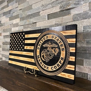 Rustic Wooden U.S. Marine Corp EGA American Flag - Etsy