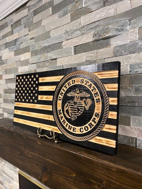 Rustic Wooden U.S. Marine Corp EGA American Flag - Etsy