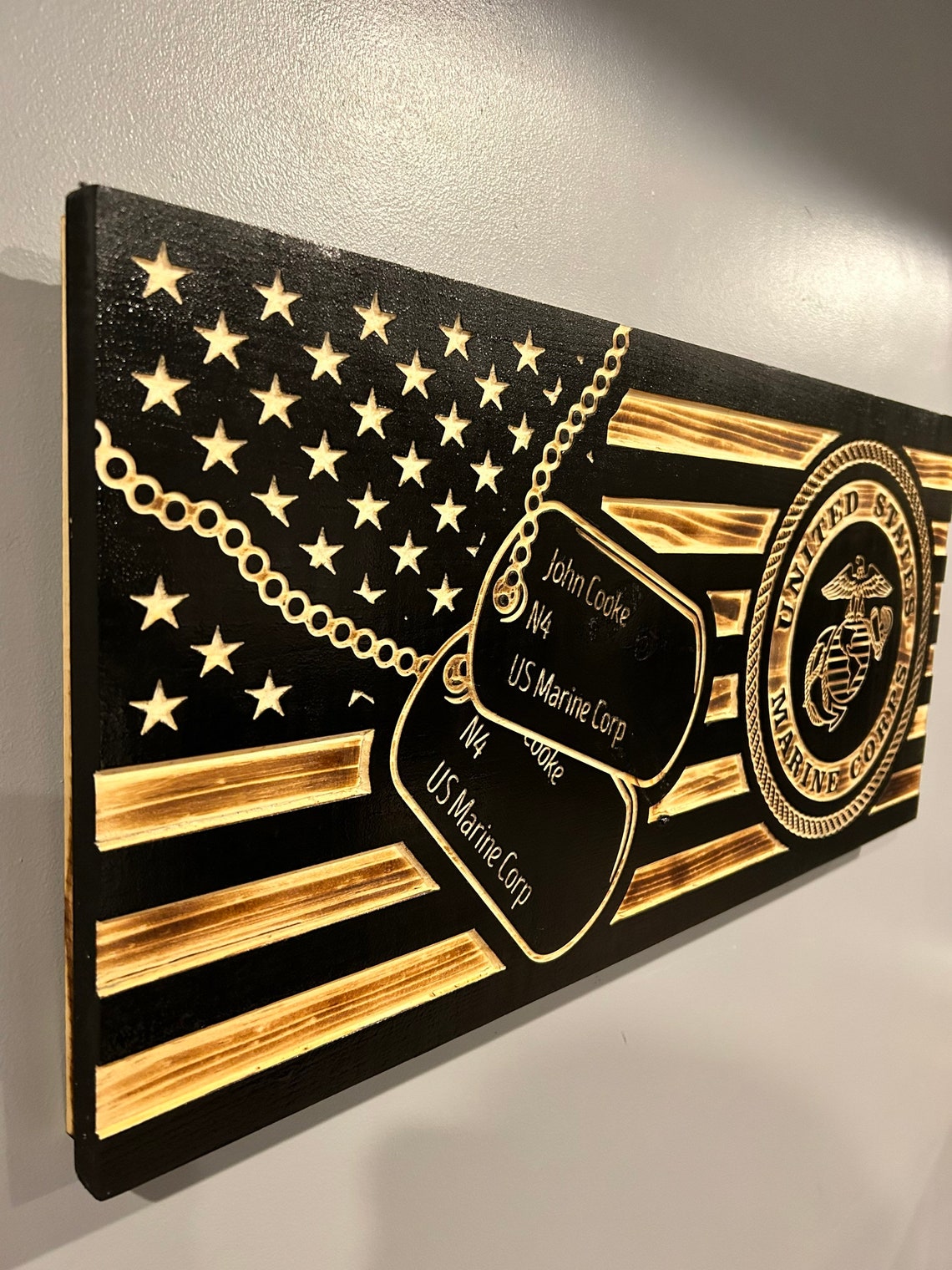 Rustic United States Marine (USMC) Dog Tag Flag - Etsy