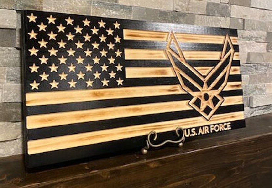 Rustic Wooden Air Force American Flag - Etsy