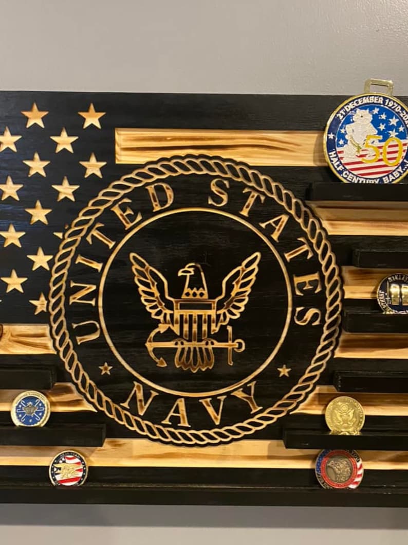 United States Navy USN Coin Holder Display Flag - Etsy