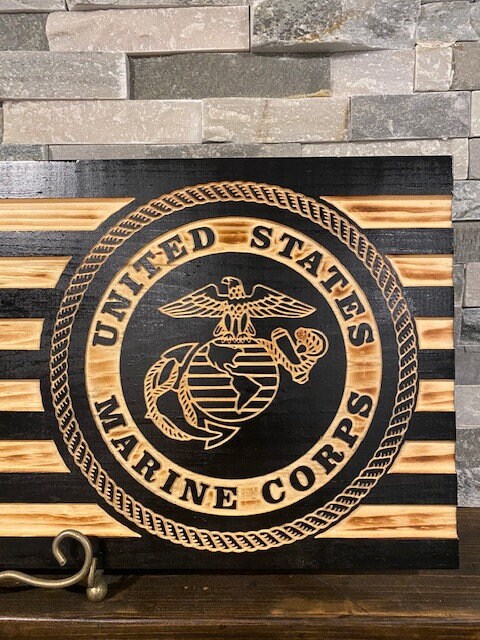 Rustic Wooden U.S. Marine Corp EGA American Flag - Etsy