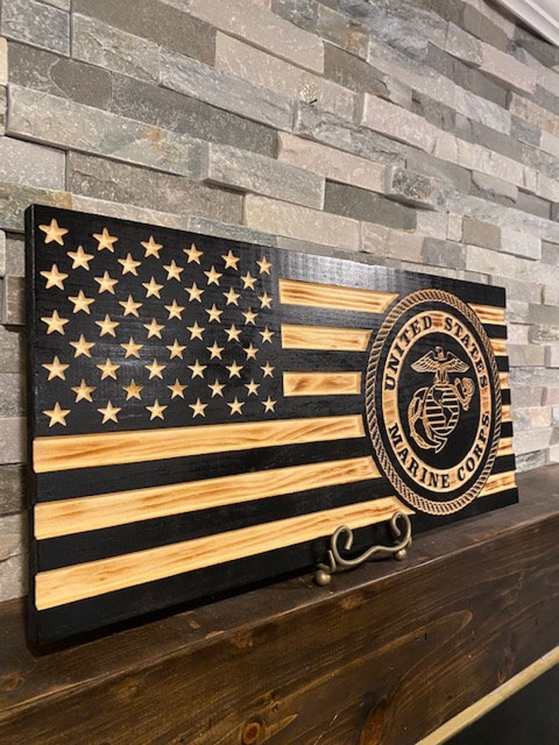 Rustic Wooden U.S. Marine Corp EGA American Flag - Etsy