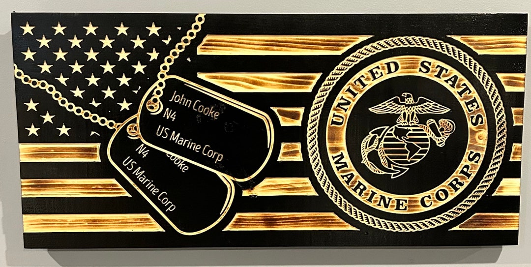 Rustic United States Marine (USMC) Dog Tag Flag - Etsy