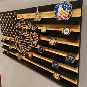 United States Marine Corp Coin Holder Display Flag - Etsy
