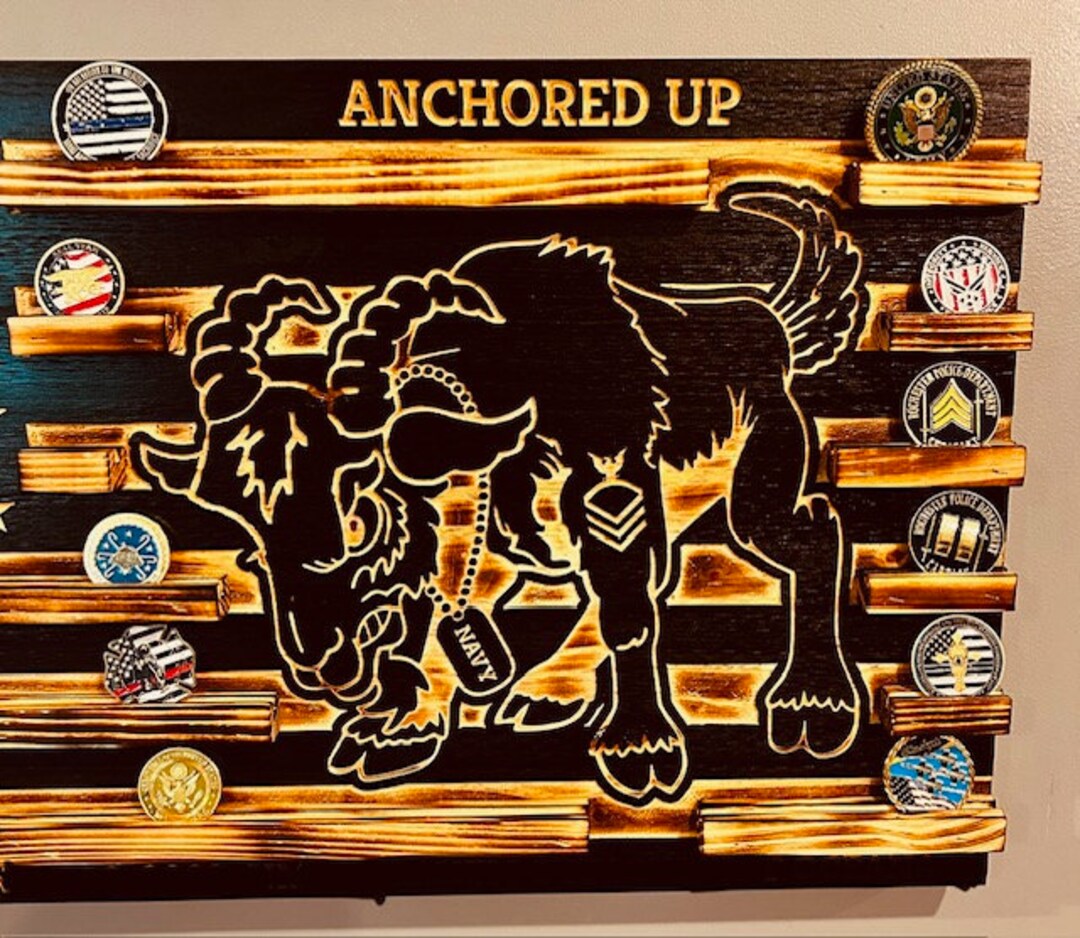 Rustic Wooden Navy Goat Mascot Coin Holder Flag - Etsy