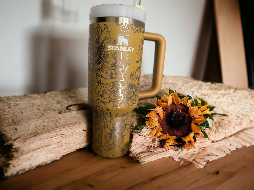 Engraved Sunflower Stanley Tumbler - 40 Oz Floral Design - Etsy
