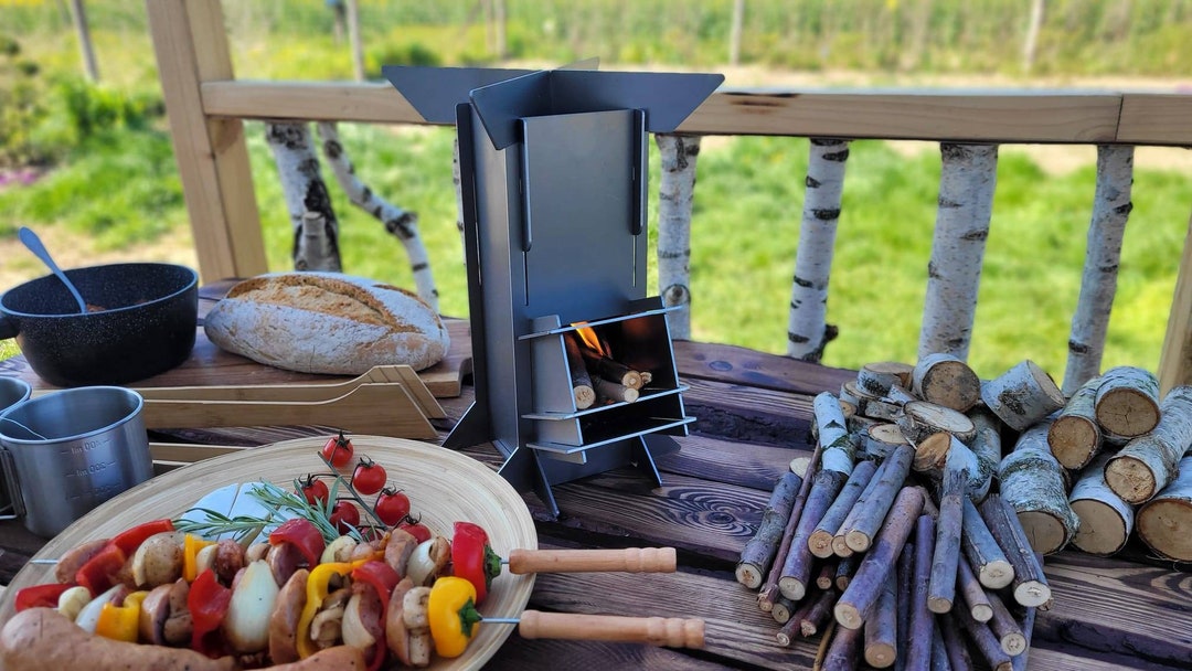 Bushcraft Survival Rocket Stove Portable Grill Argentine Bbq Camp Fire ...
