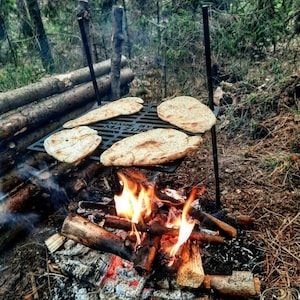 Metal Campfire Cooking Grill Bushcraft Survival Fire Pit Outdoor ...