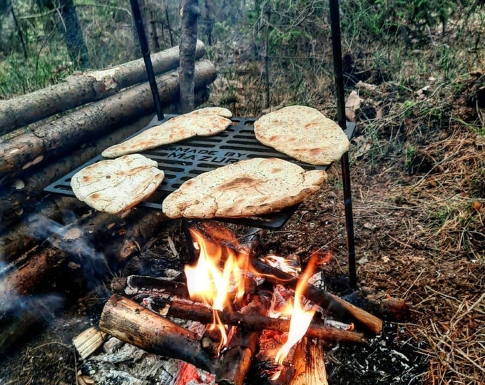 Metal Campfire Cooking Grill Bushcraft Survival Fire Pit Outdoor ...